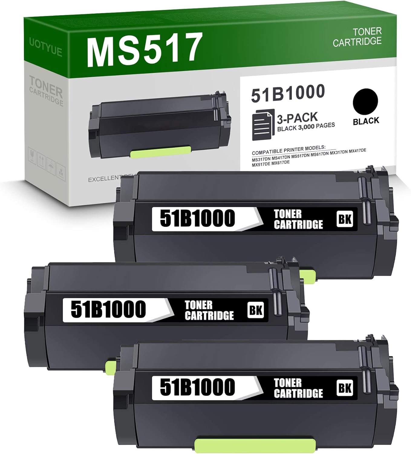 Amazon.com: 51B1000 Toner Cartridge 3,000 Page-Yield Black : 3Pack ...