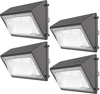HYPERLITE 120W 4Packs LED Wall Pack Light with Dusk-to-Dawn Photocell ...
