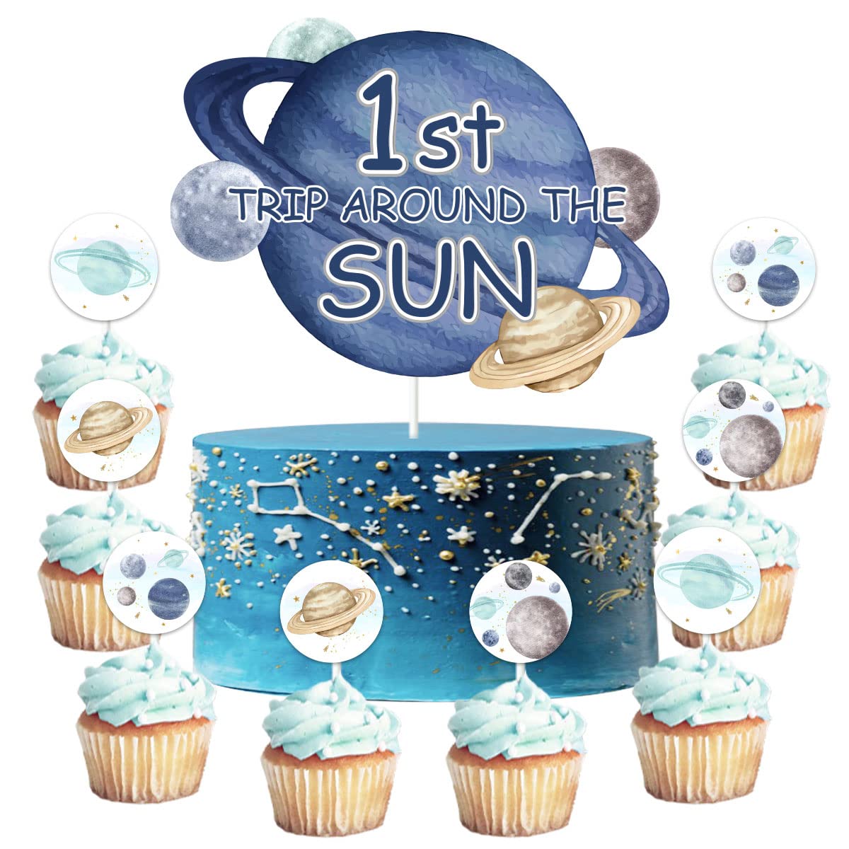 Buy 25PCS First Trip Around The Sun Cake Topper and Outer Space Cupcake ...