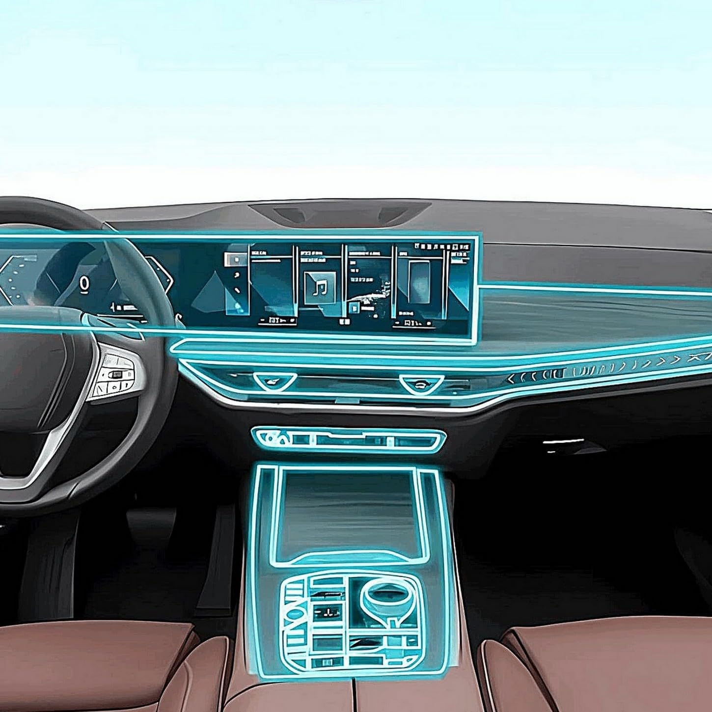 Amazon.com: Car Interior Center Console Transparent TPU Protective Film ...