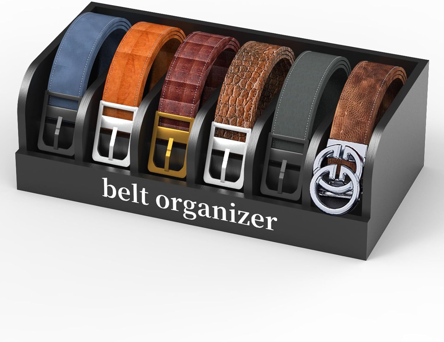 Amazon.com: Belt Organizer for Closet and Drawer 6 Compartment Bamboo ...
