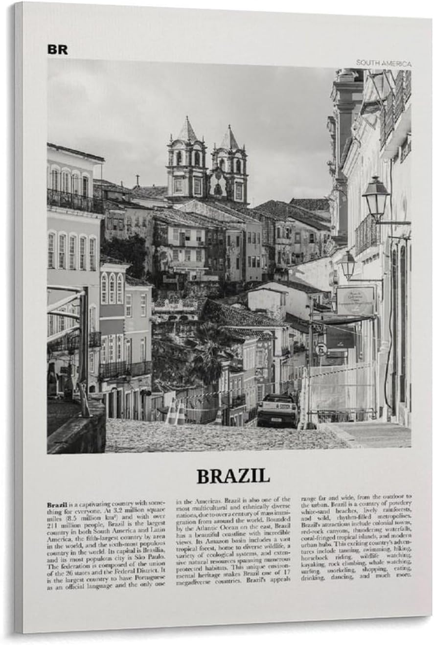 Amazon.com: Brazil Print Black And White Street, Brazil Wall Art ...