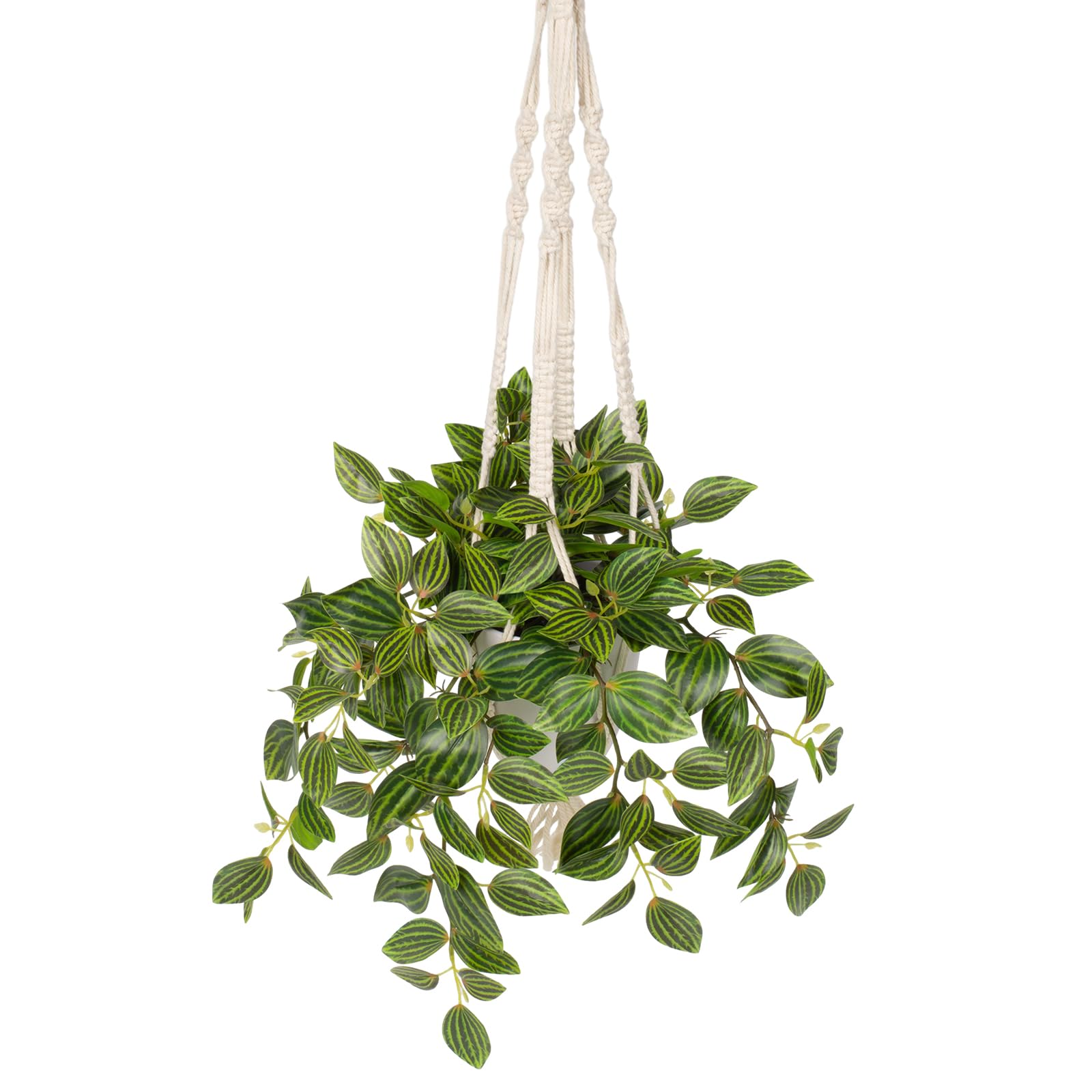 Artificial Hanging Plants Fake Trailing Plants with Hemp Ropes String ...