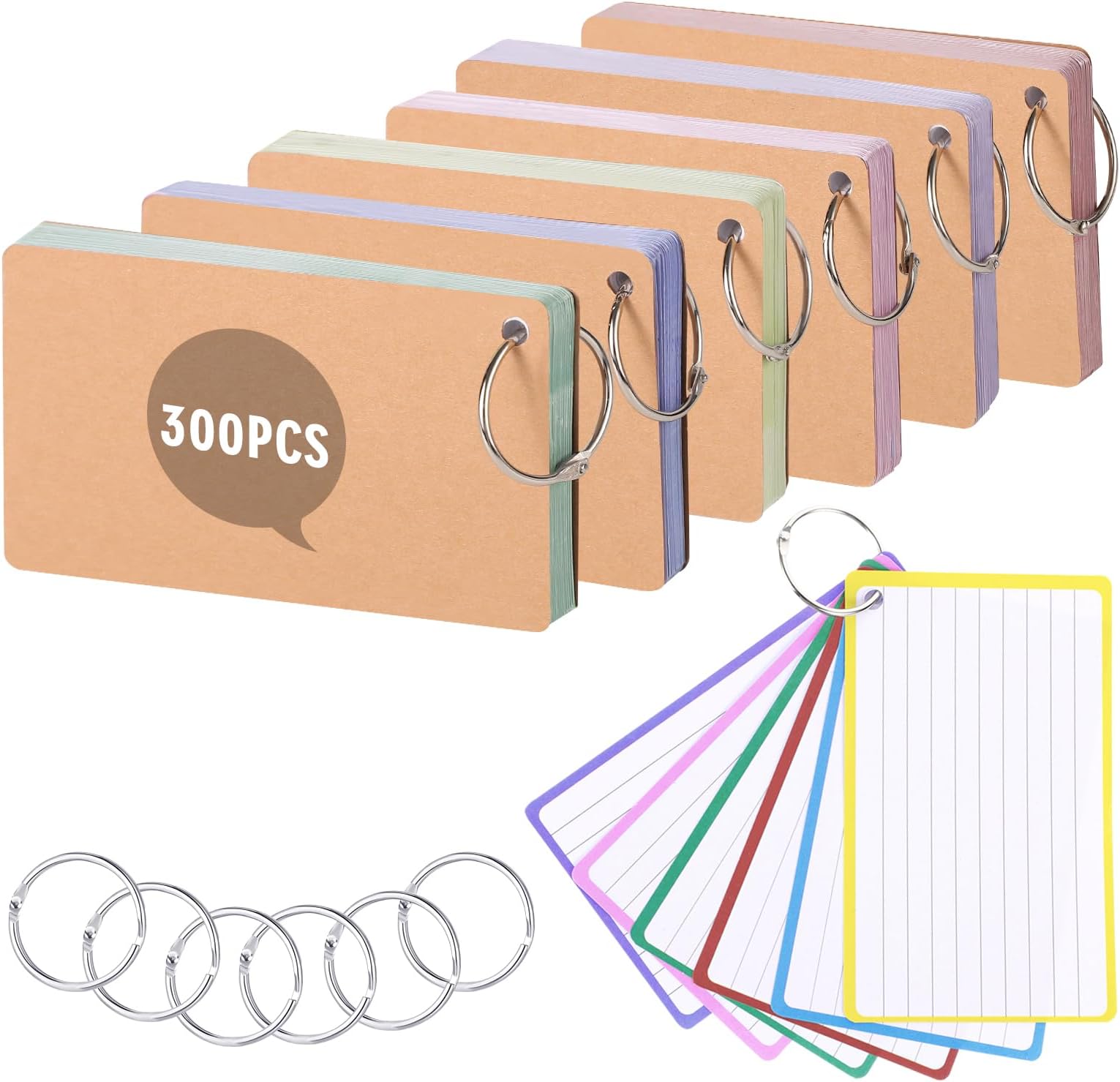 Flash Card, 300 Pcs Revision Cards 5x3 (12.7 * 7.6cm) Index Cards ...