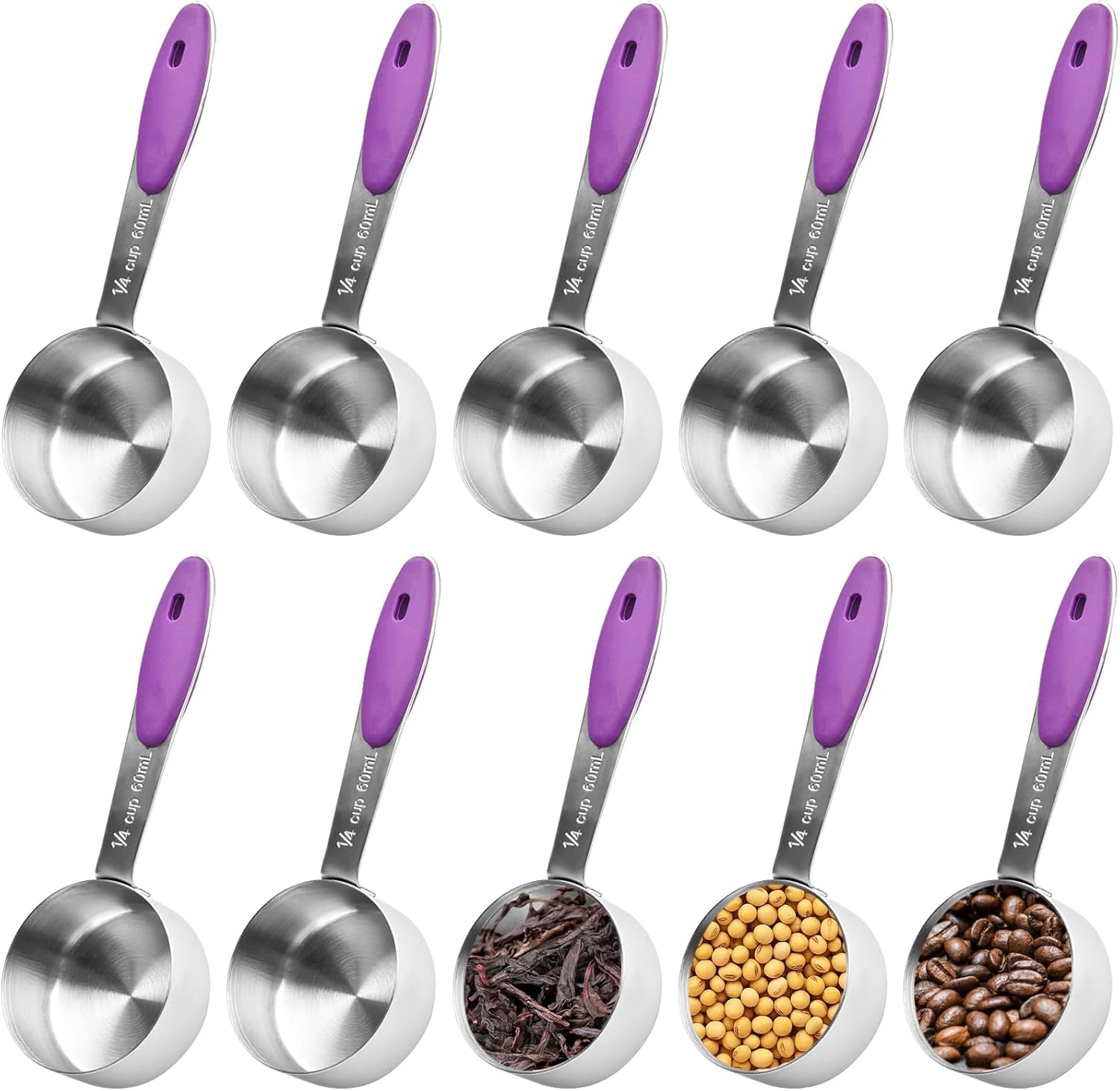 Amazon.com: Akamino 10 Pcs 1/4 Measuring Cup, 2 Oz Stainless Steel ...