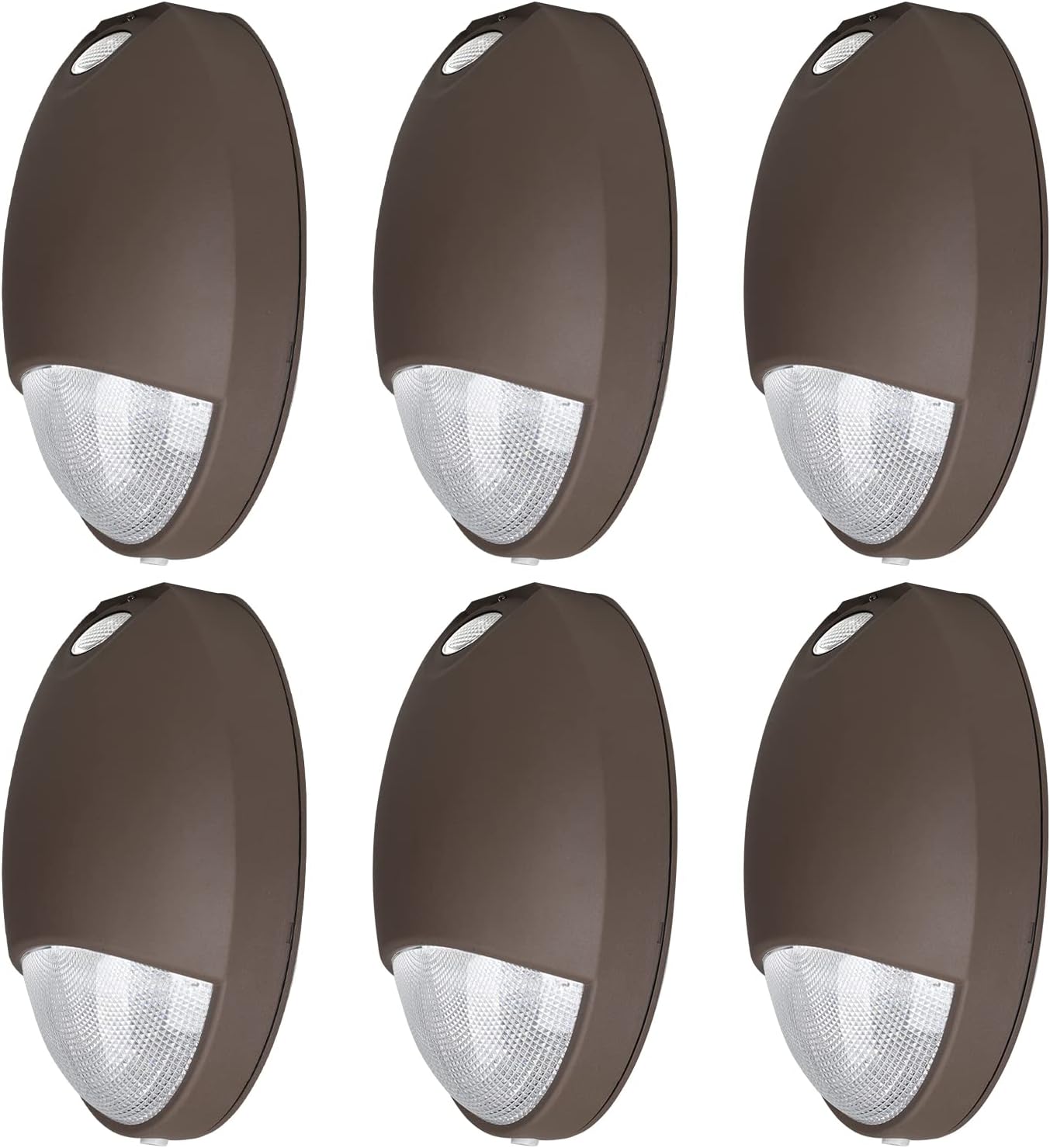 12W Oval LED Emergency Wall Pack Light with Dusk to Dawn Photocell, 5000K 90min Battery Backup ...