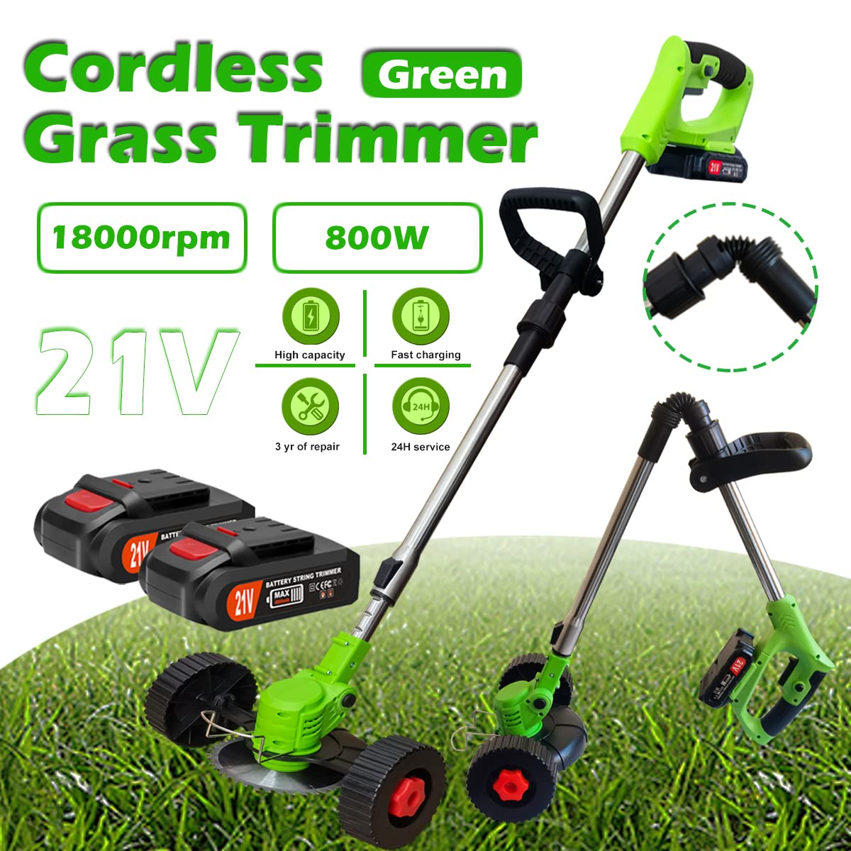 Snapklik.com : Cordless Weed Wacker Grass Edger - 21V Lawn Trimmer Lawn ...
