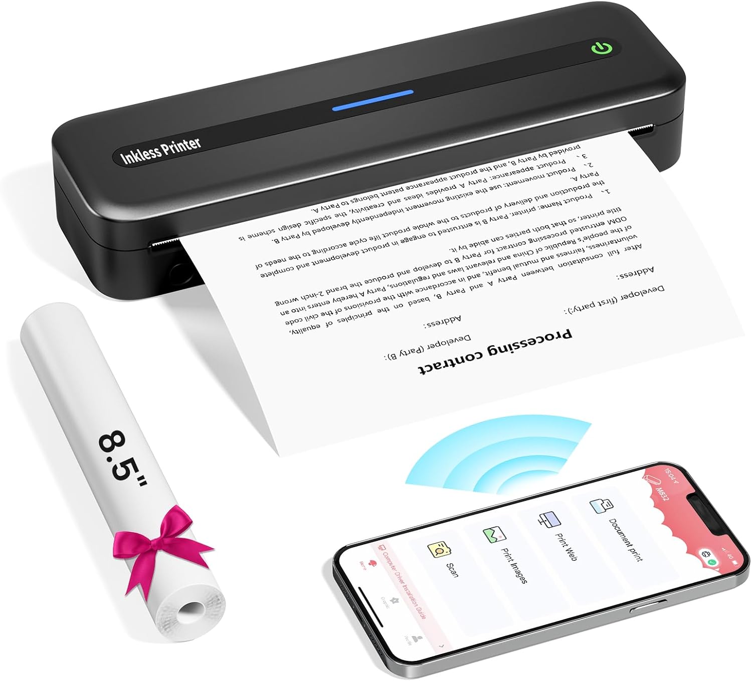 Ponek Portable Thermal Printer, M832 Portable Printer Wireless for ...