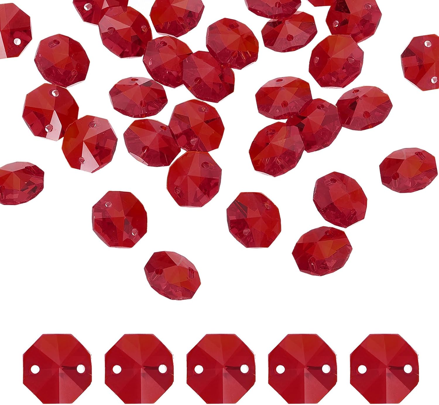 Amazon.com: uxcell 70Pcs 14mm Crystal Octagon Beads, 2-Hole Glass ...