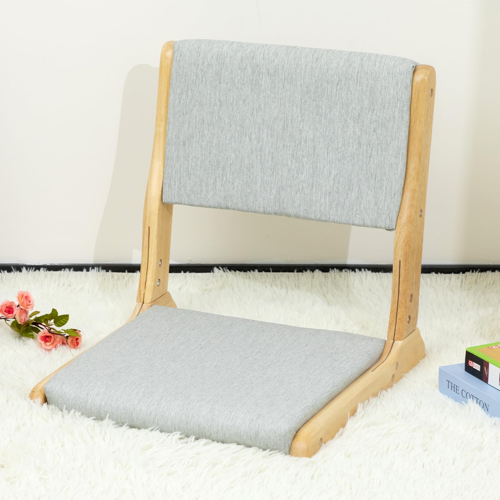 HollyHOME Foldable Tatami Chair, Upholstered Japanese Style Floor Chair ...