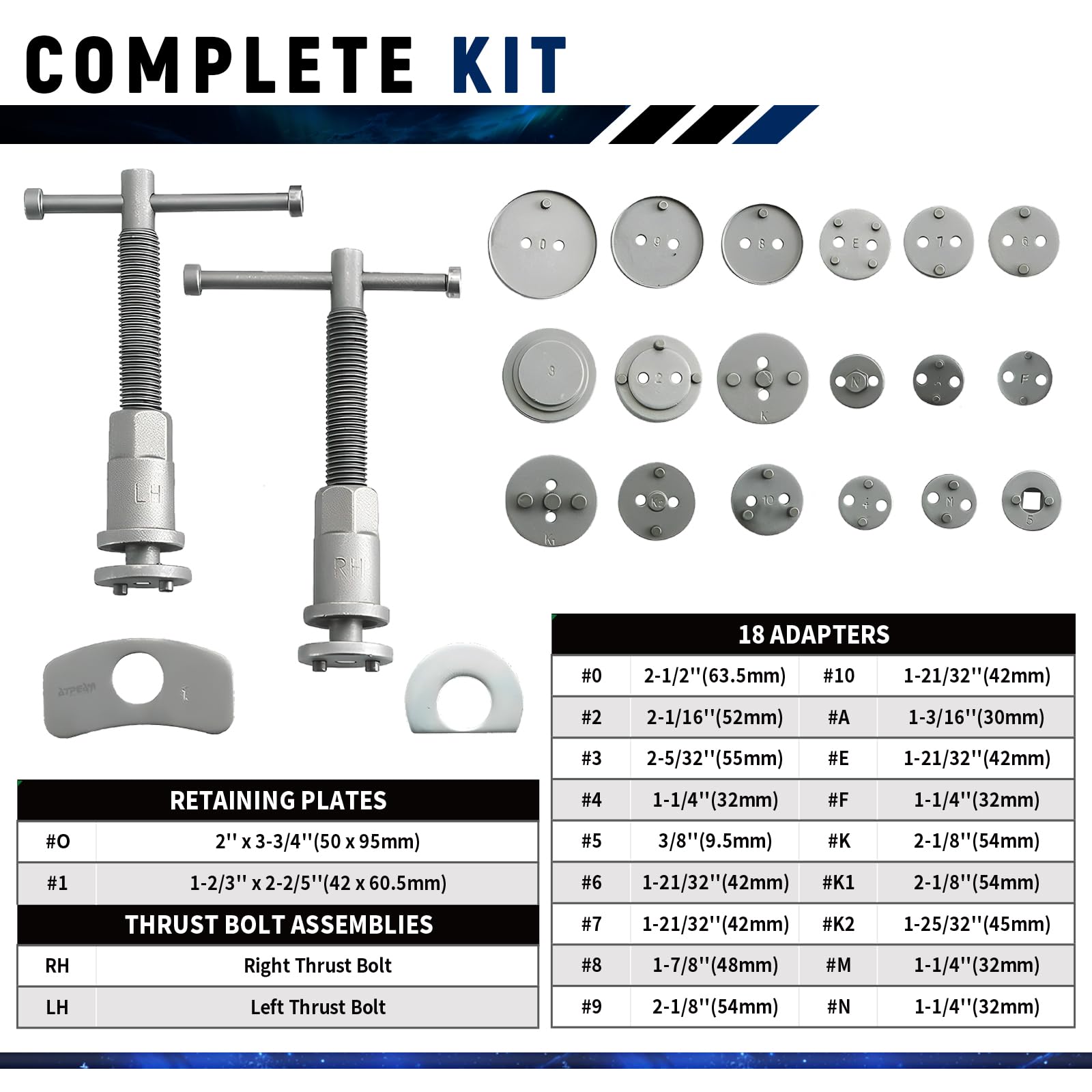 Snapklik.com : ATPEAM 24PCS Brake Caliper Compression Tool
