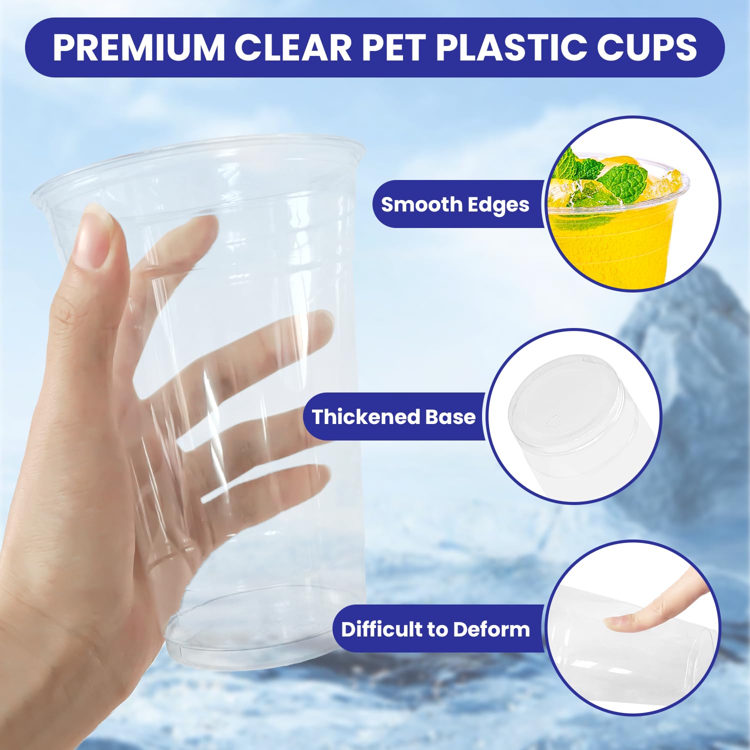 Snapklik.com : Biocean 1000 Pack 12oz Clear Plastic Cups Disposable ...