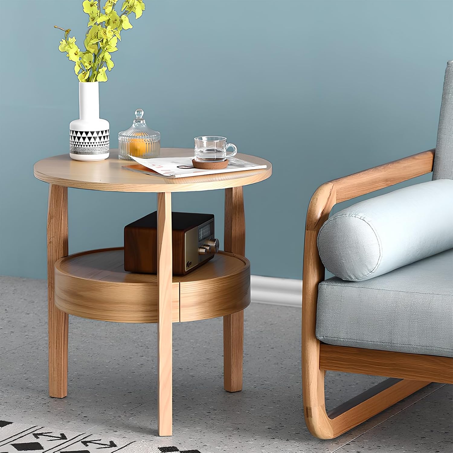 Amazon.com: Cttasty Side Table, Round End Tables Living Room, Mid ...