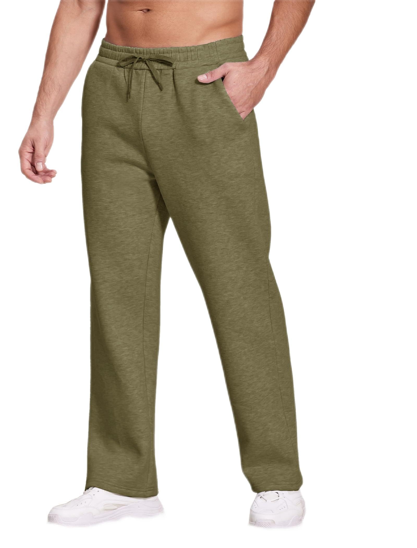 Amazon.com: Deyeek Men's Fleece Lined Sweatpants Open Bottom Straight ...