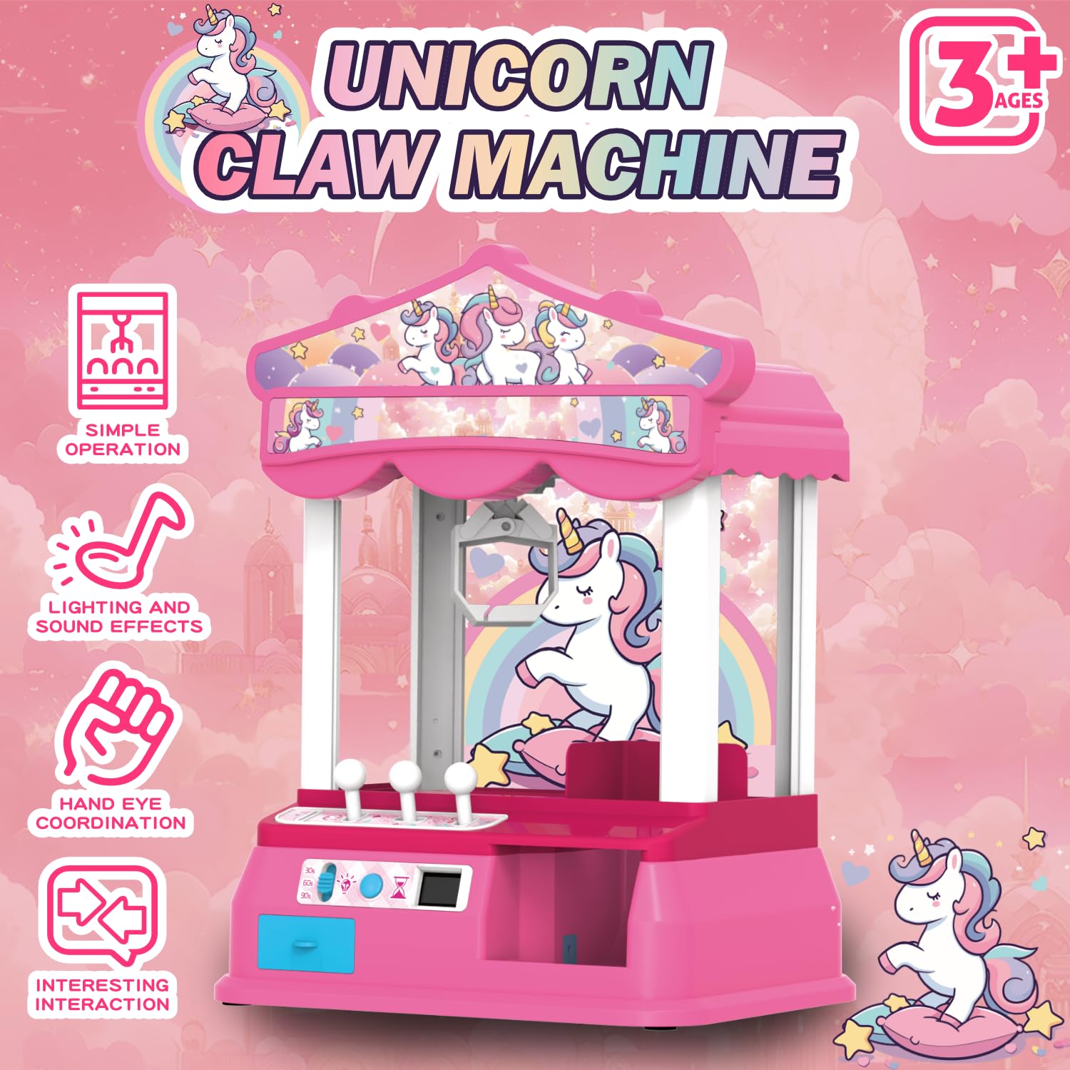 Claw Machine, Large Claw Machine for Kids, Unicorn Toys for Girls Age 4 ...
