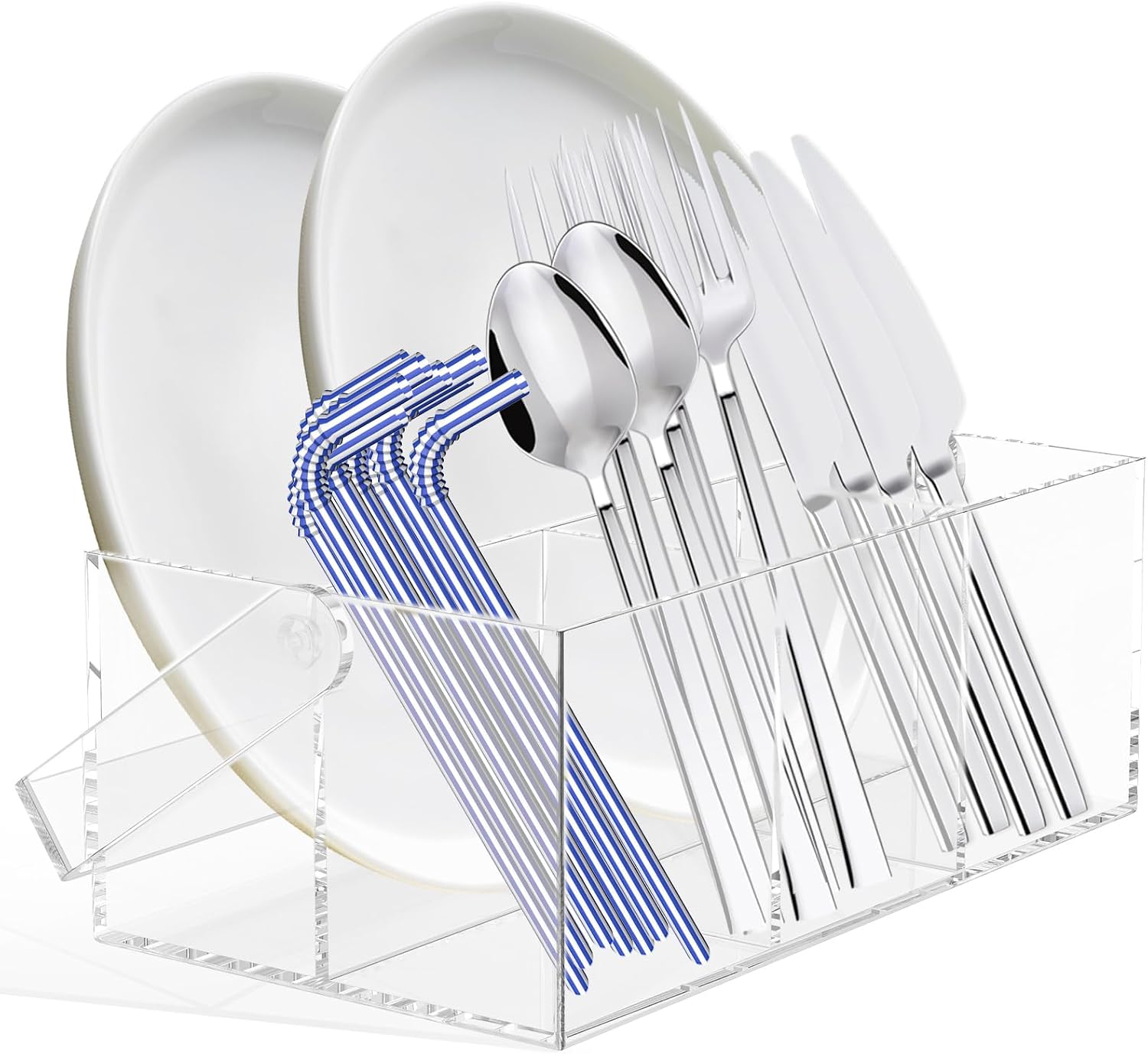 Amazon.com - Acrylic Silverware Organizer with Handle and 4 ...