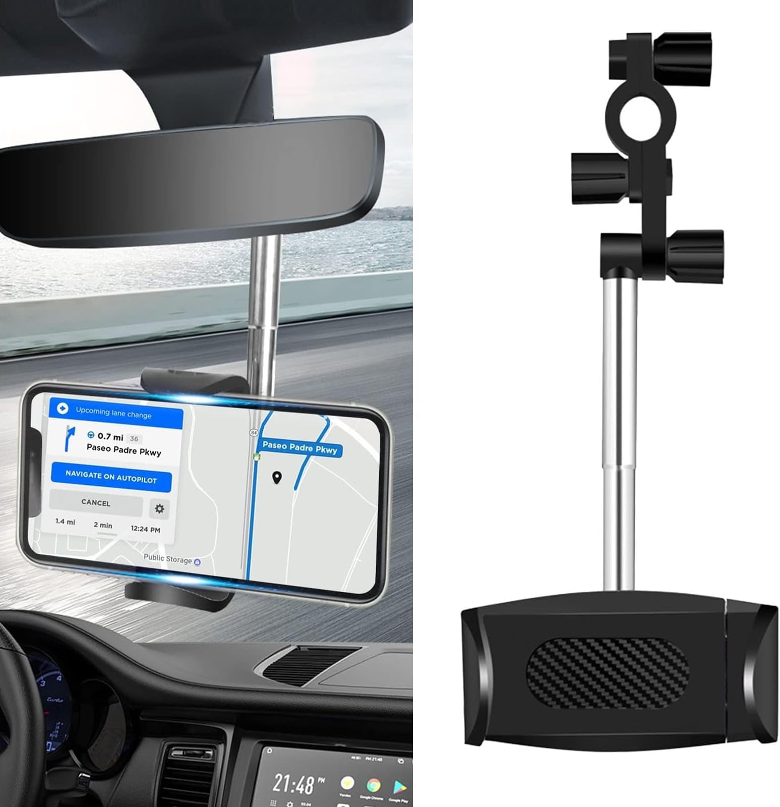 Amazon.com: Yumfugu Pack-1 Car Rearview Mirror Mobile Phone Holder, 360 ...