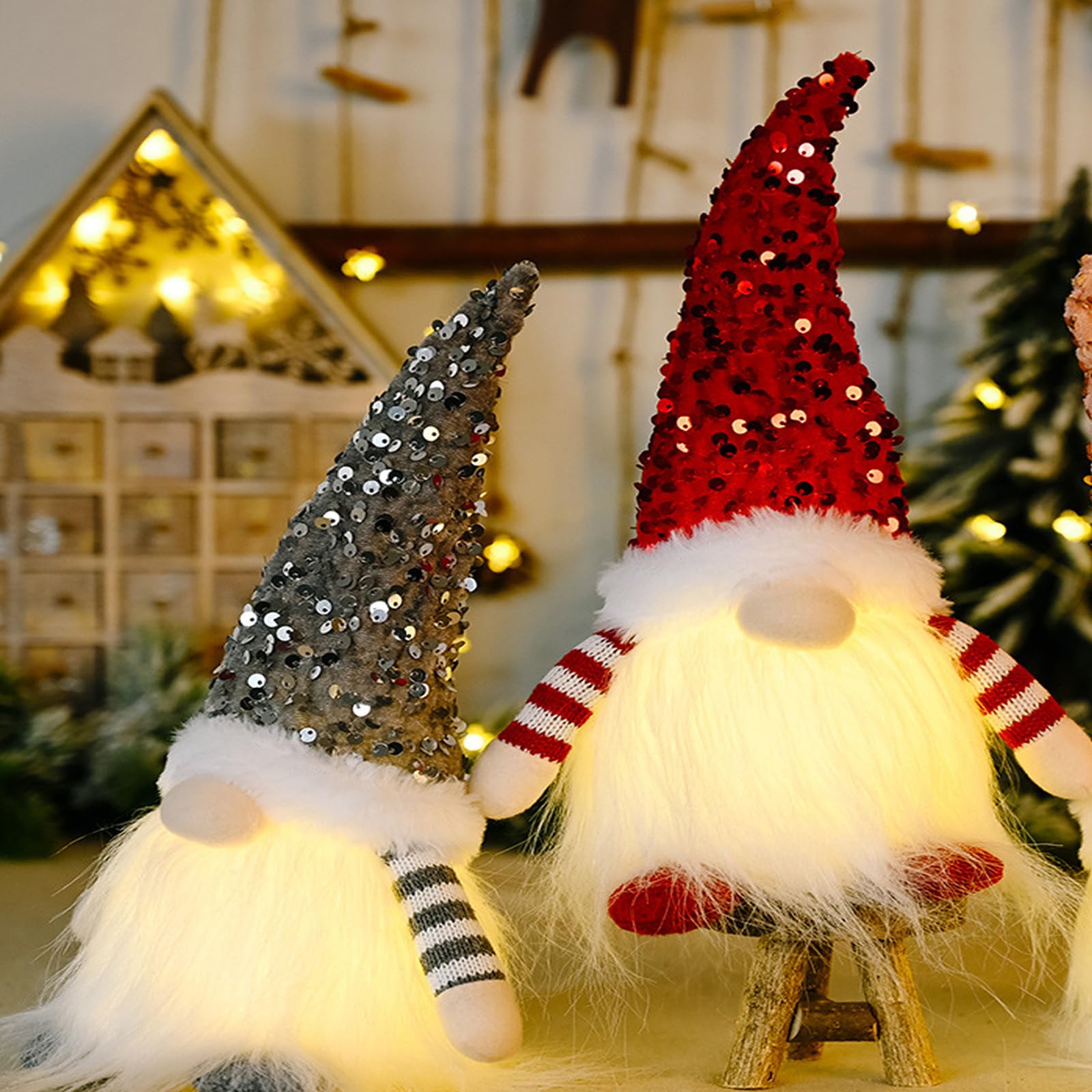 Amazon.com: Louenth 2pc Christmas Gnomes Plush with LED Lighting Beard ...