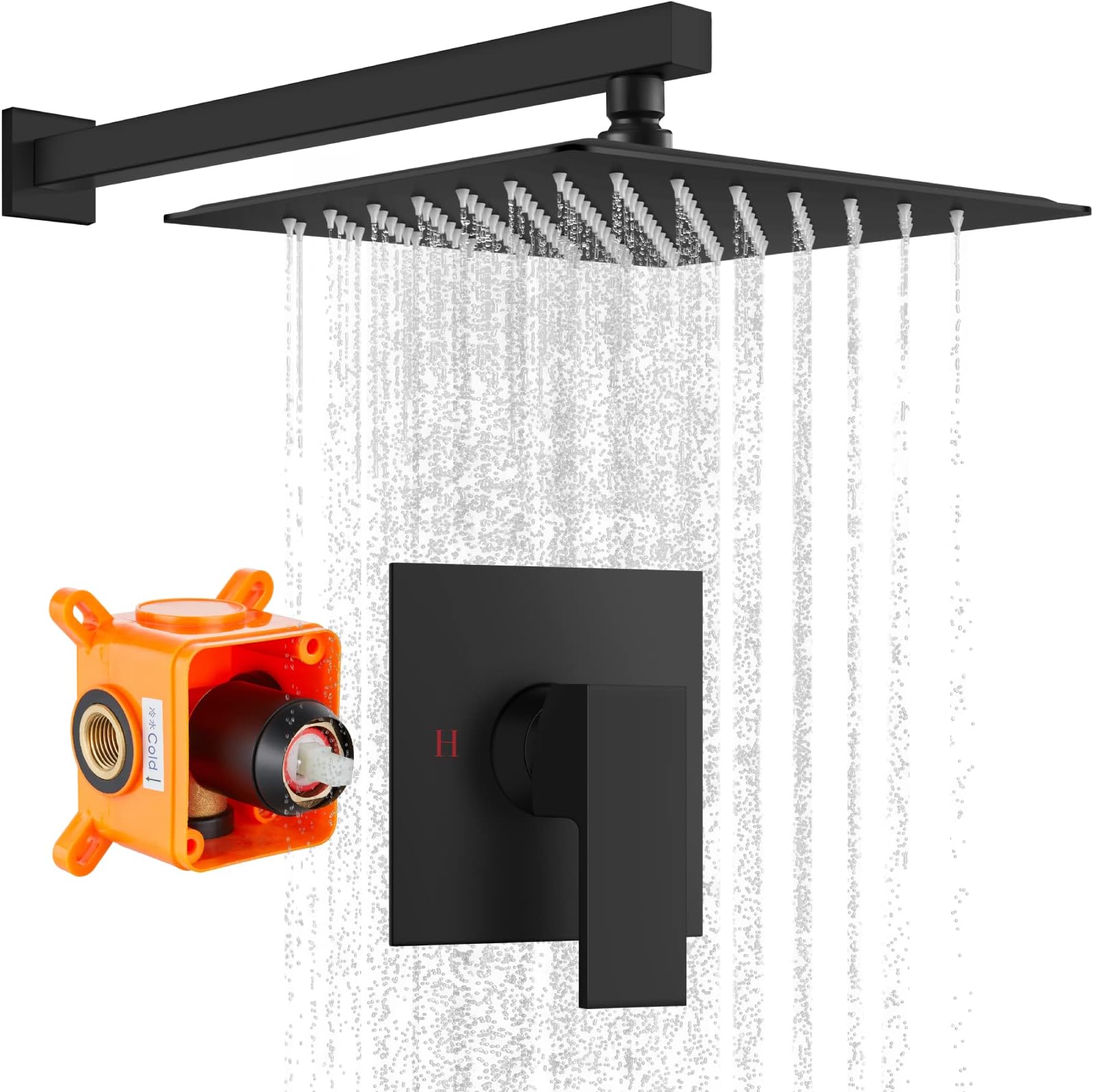 gotonovo 10 inch Shower Head Rainfall Shower System Matte Black & 20 ...