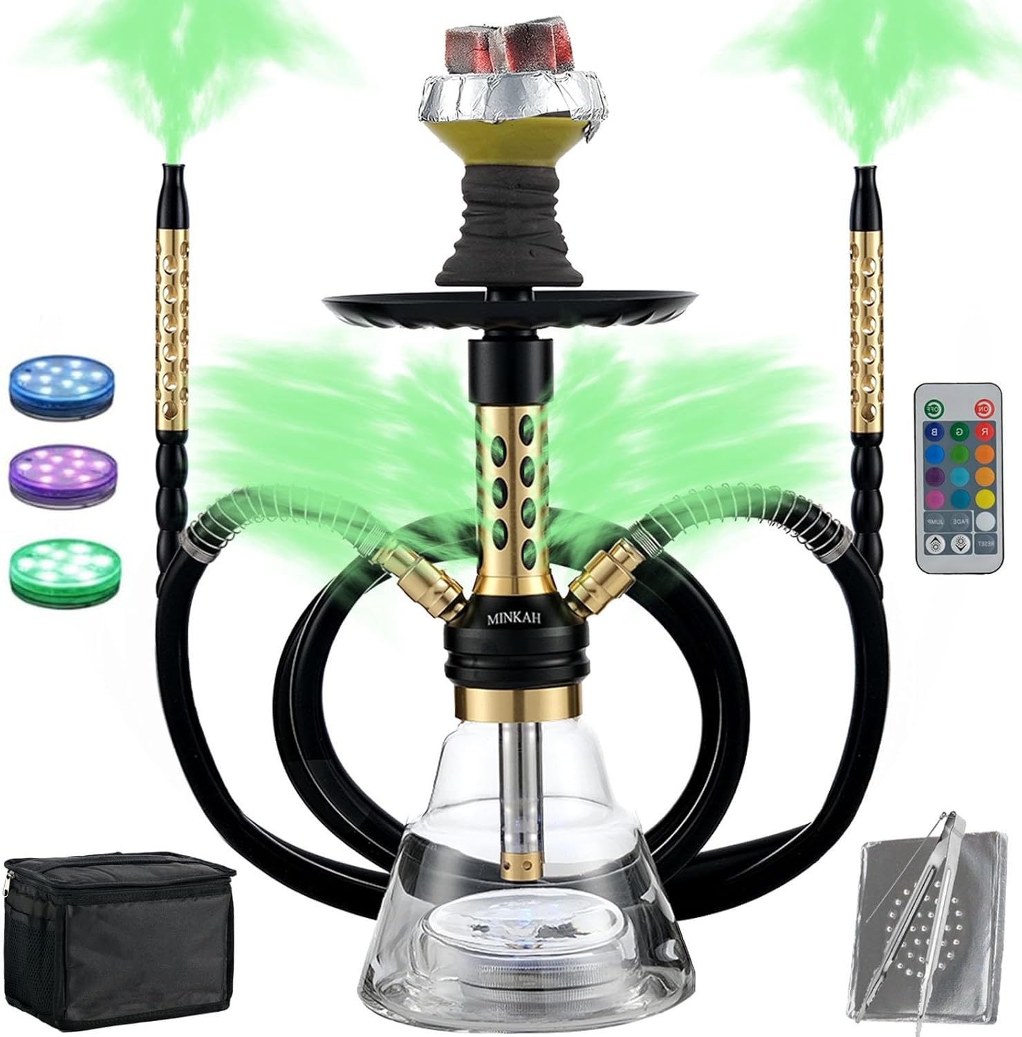 Amazon.com: Hookah Set with Everything Upgraded 2 Hose Shisha With ...