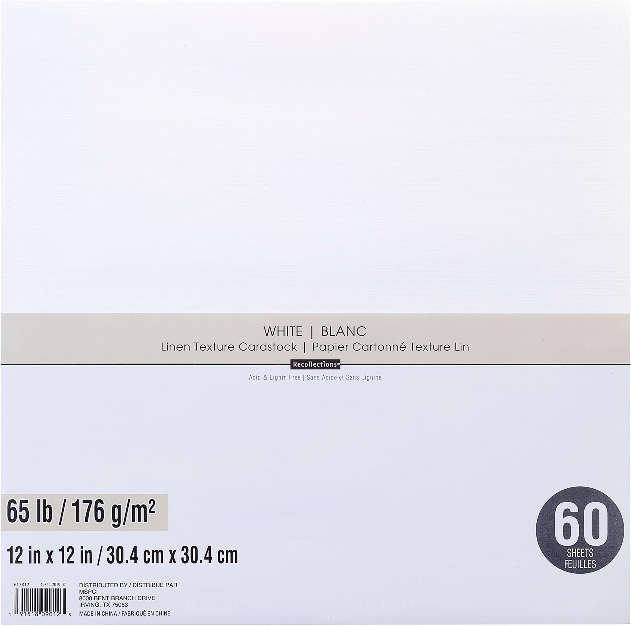 Amazon.com : 60 Sheets White 12” x 12” Linen Texture Cardstock Paper by ...