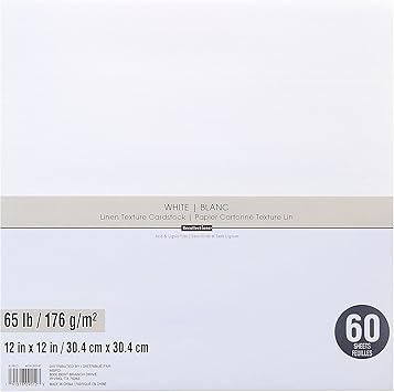 Amazon.com : 60 Sheets White 12” x 12” Linen Texture Cardstock Paper by ...