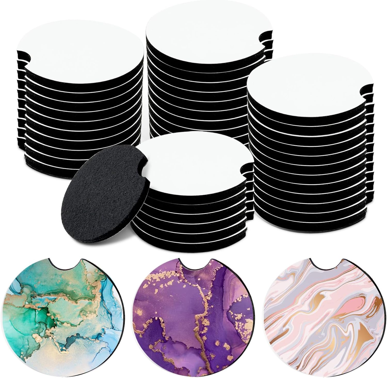 Amazon.com: 40Pcs Sublimation Blank Car Coasters Round Circular Opening ...