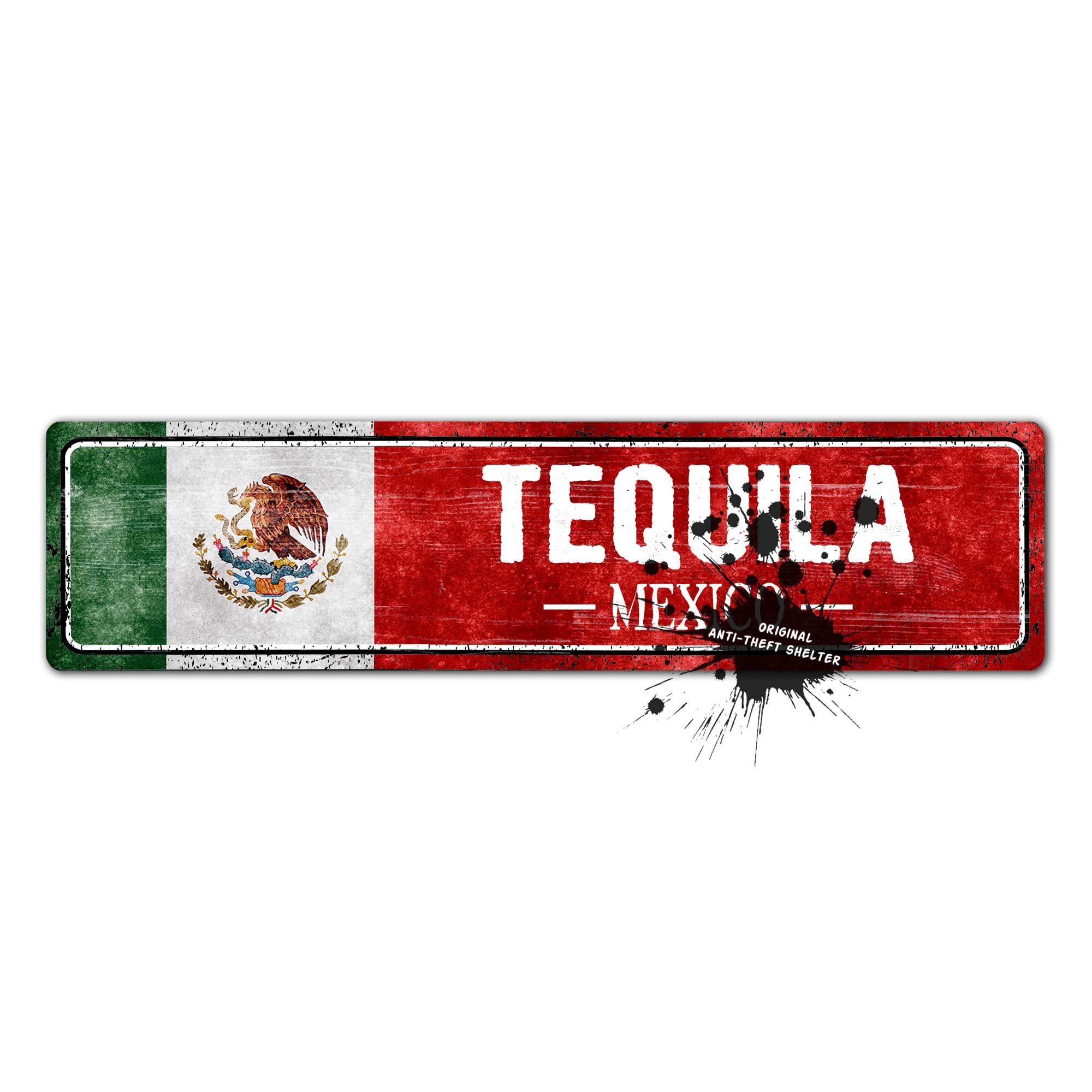 Amazon.com: Vintage Mexico Flag Sign, Tequila - Mexico - Mexican Flag ...