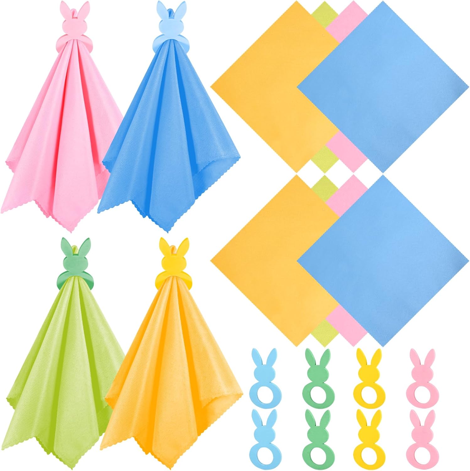 Amazon.com: VAIPI 12 Set Easter Cloth Napkins with Wood Bunny Napkin ...