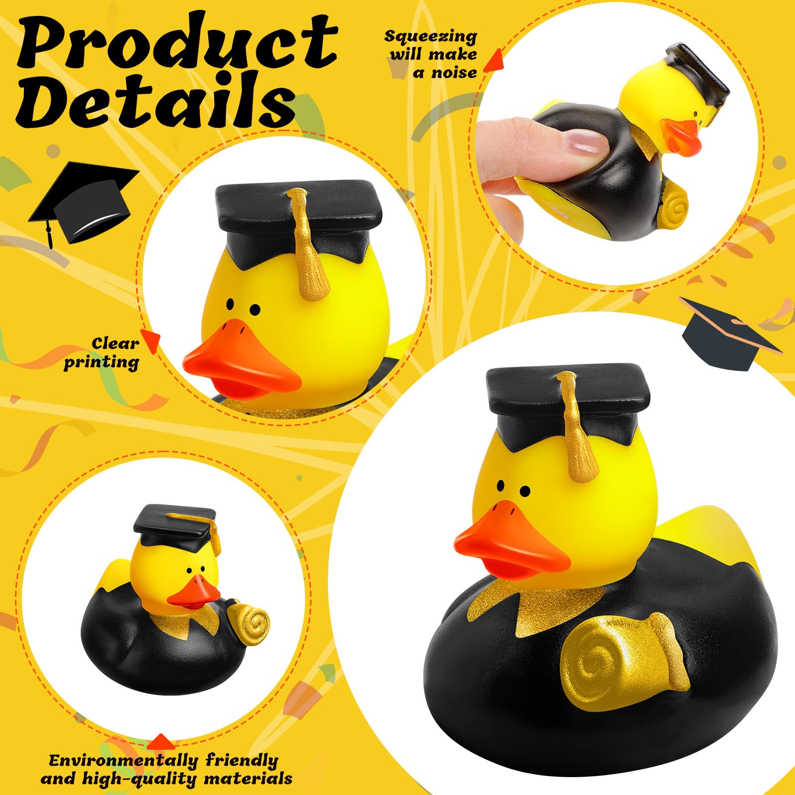 Snapklik.com : Sratte 24 Pack 2" Graduation Ducks Class Of 2025 Diploma ...