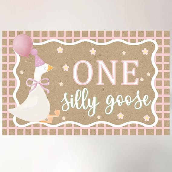 Amazon.com: Goose Pink Banner for One Silly Goose Birthday Decor Girl ...