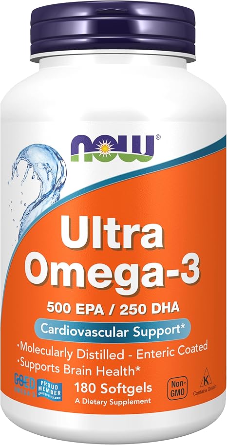 Now Foods, Ultra Omega-3, 500 EPA / 250 DHA, 180 Softgels, Lab-Tested ...