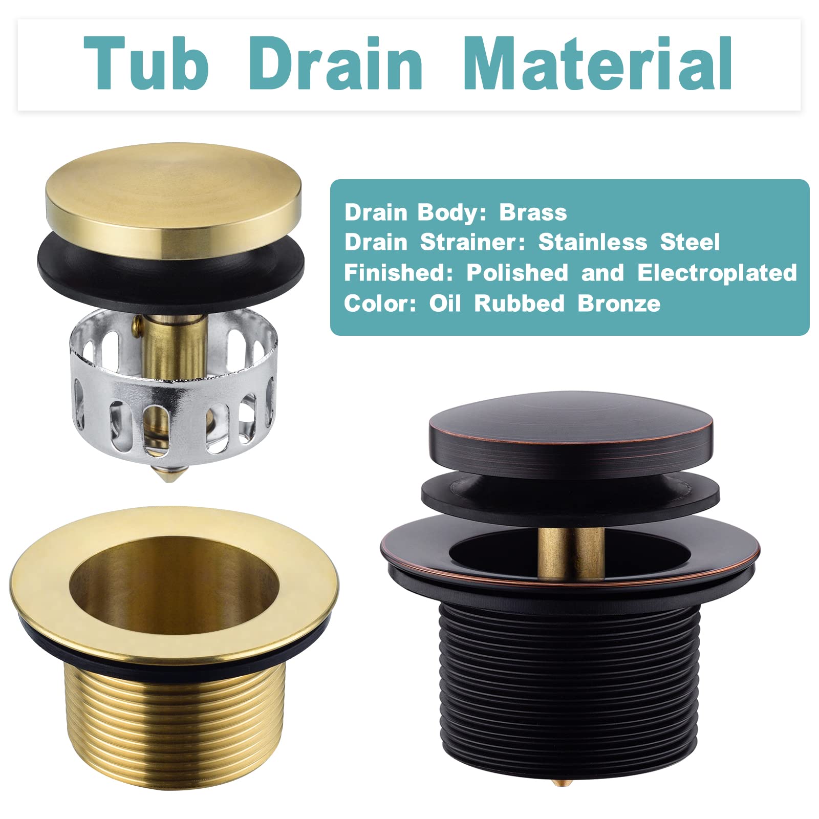 Snapklik.com : BESTILL Tip-Toe Bathtub Drain Kit And Overflow Plate