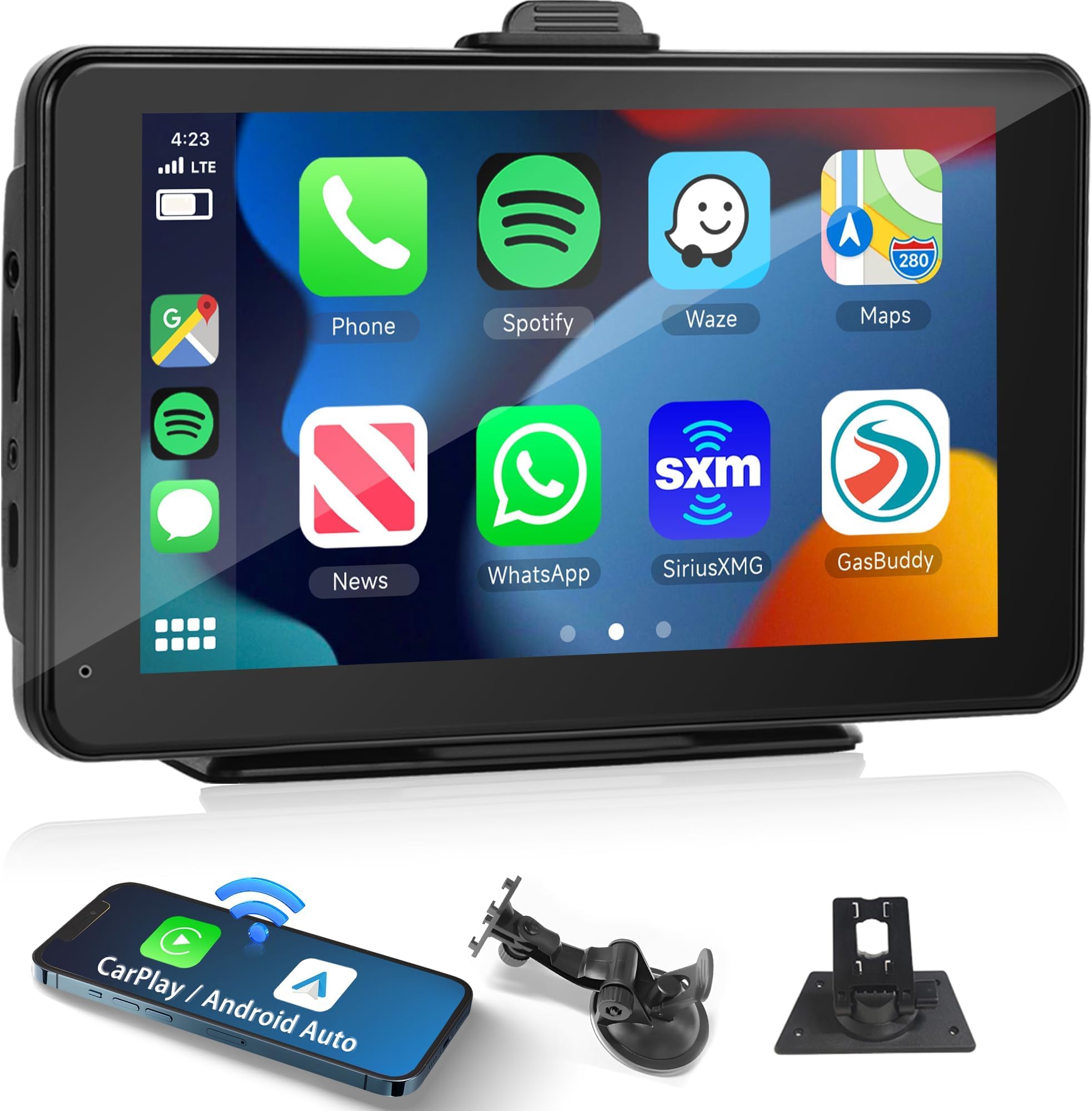 Amazon.com: Podofo Portable Car Stereo with Wireless Carplay Android ...