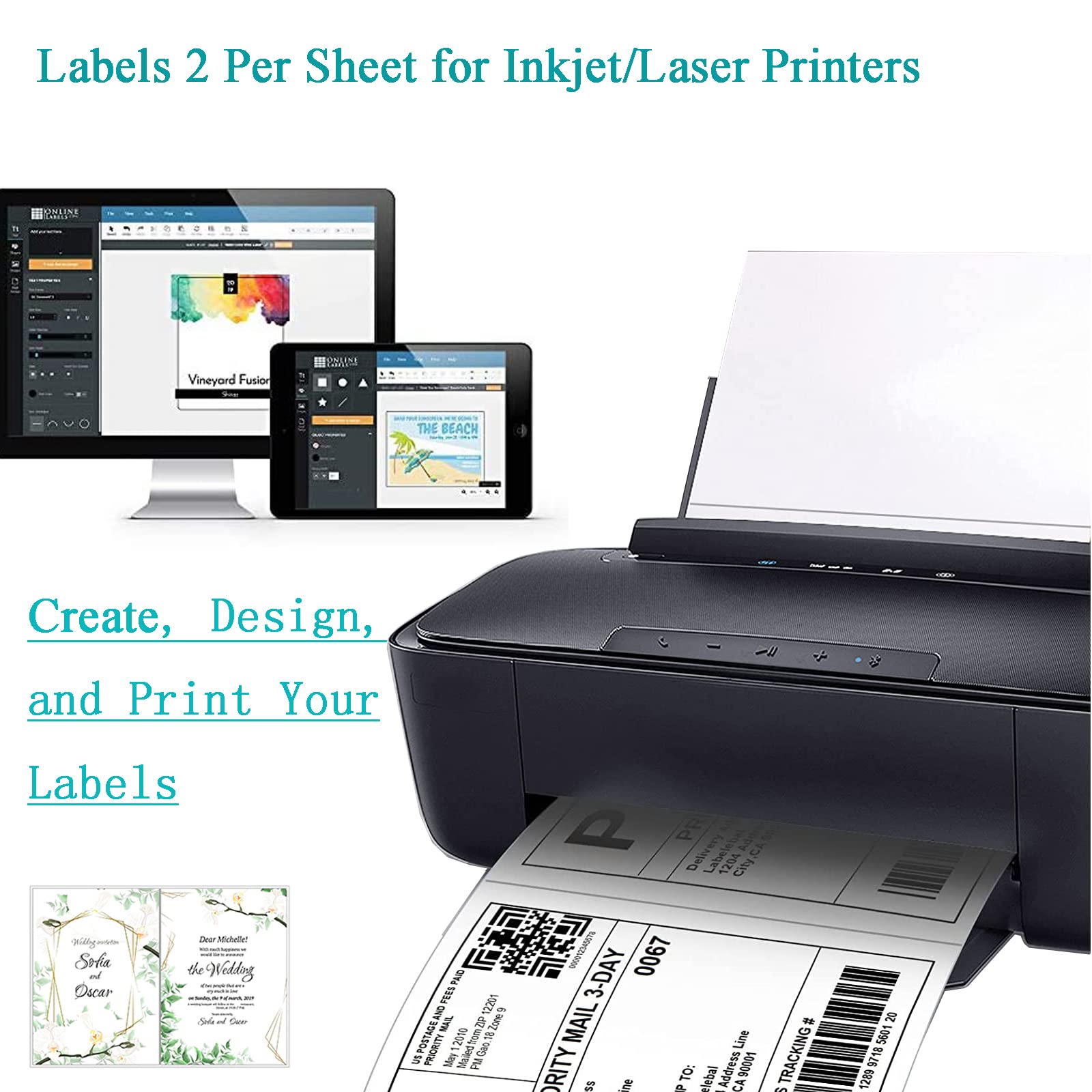 Snapklik.com : 8.5 X 5.5 Shipping Label, Half Sheet Labels, Shipping ...
