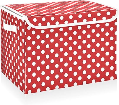 Amazon.com - CaTaKu Large Fabric Storage Bins With Lids, Red Polka Dots ...