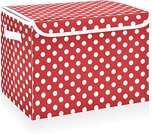 Amazon.com: CaTaKu Red Polka Dot Storage Bins with Lids Fabric Large ...