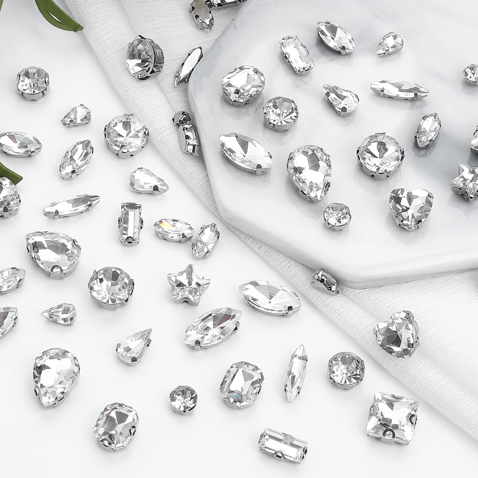 Amazon.com: 275pcs Sew on Rhinestones,Clear Glass Sew on Crystals Gems ...