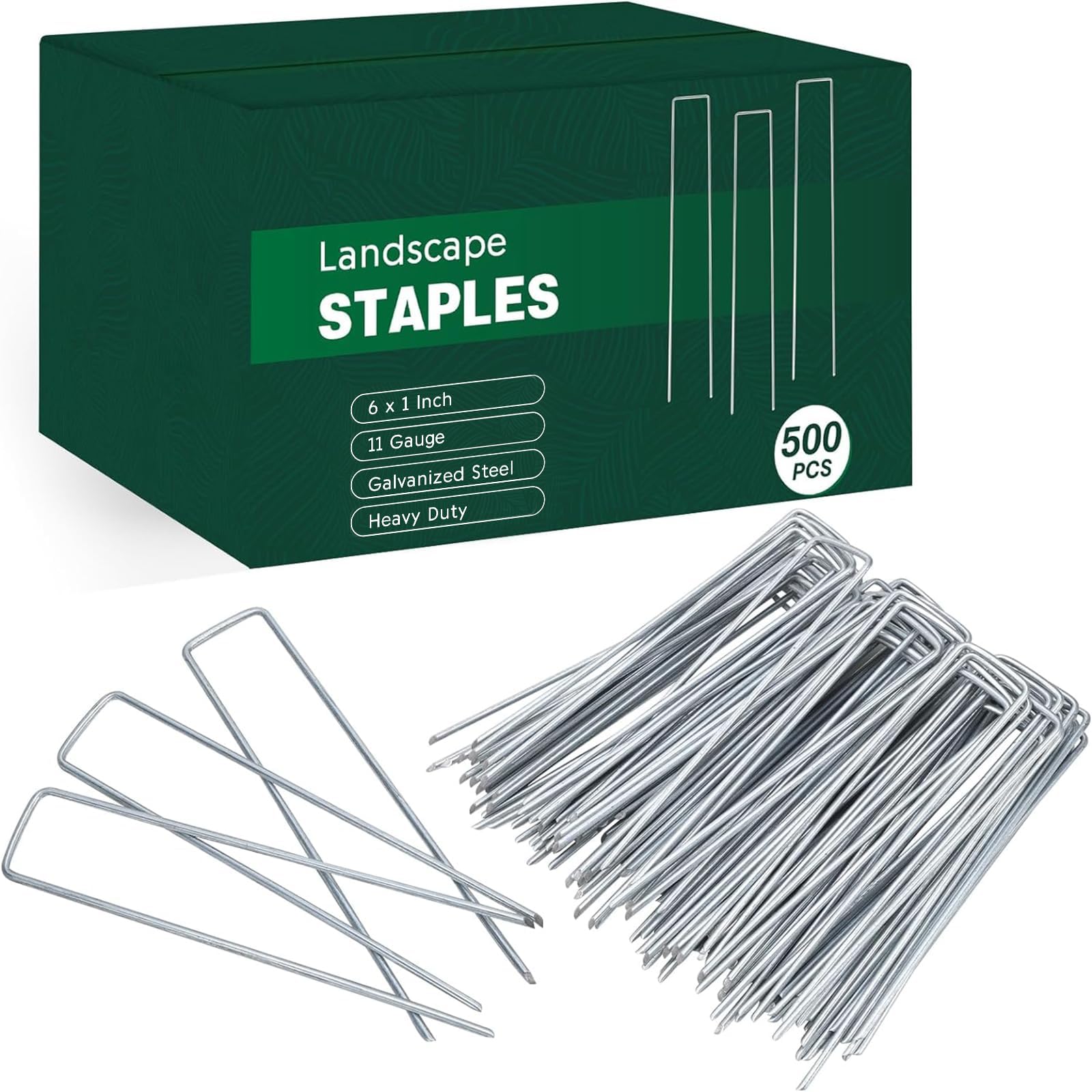 Amazon.com : AllThingMetal Galvanized Garden Stakes Landscape Staples ...