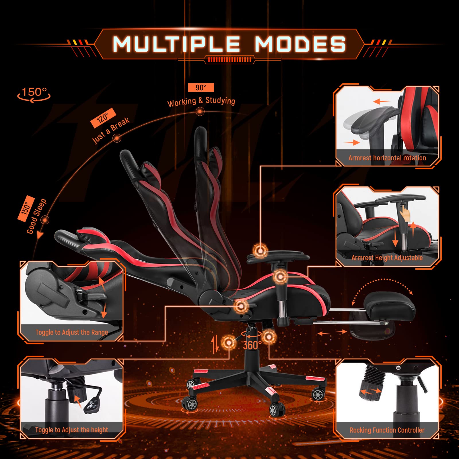 Snapklik.com : Gaming High Back Ergonomic Computer Racing Chair ...