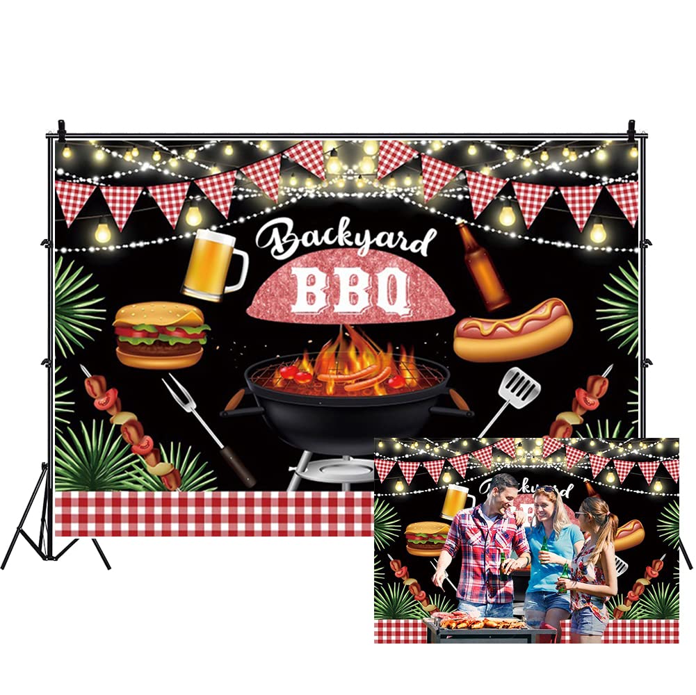Amazon.com : DORCEV 7x5ft Backyard BBQ Backdrop Picnic Barbecue Beer ...