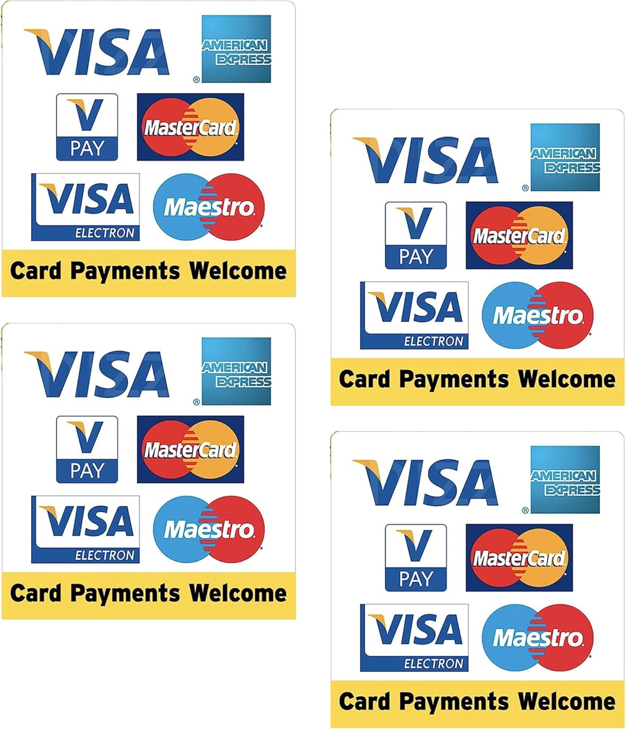 4-Pack - Credit Card Accepted Vinyl Sticker Set - Visa, American ...