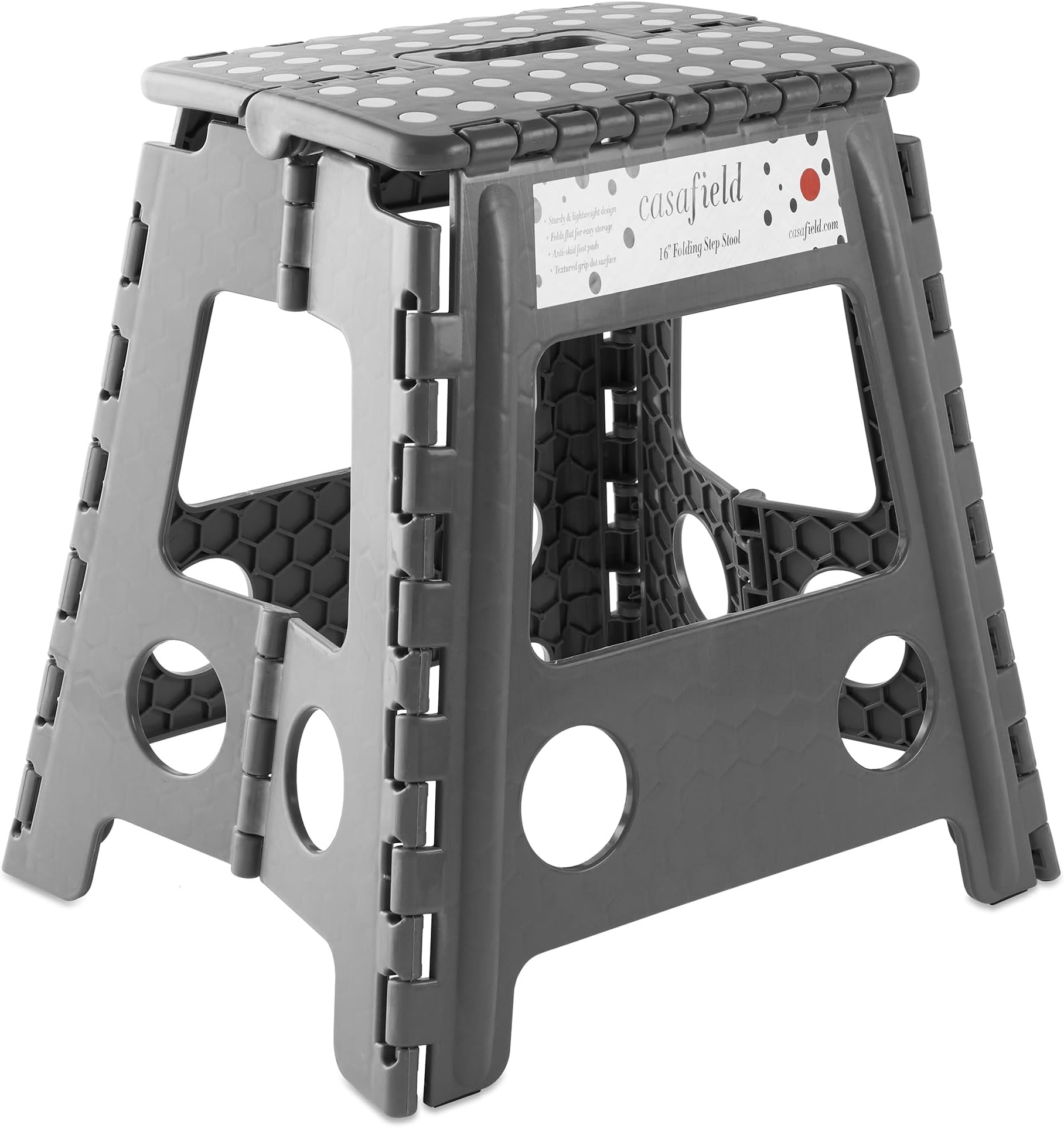 Amazon.com: Casafield 16" Folding Step Stool with Handle, Gray ...