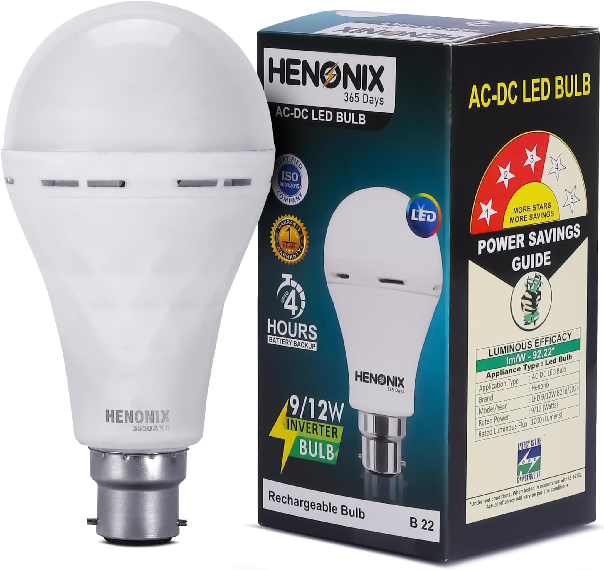 Buy HENONIX 365 DAYS Rechargeable Light Bulb | Emergency Light | LED ...