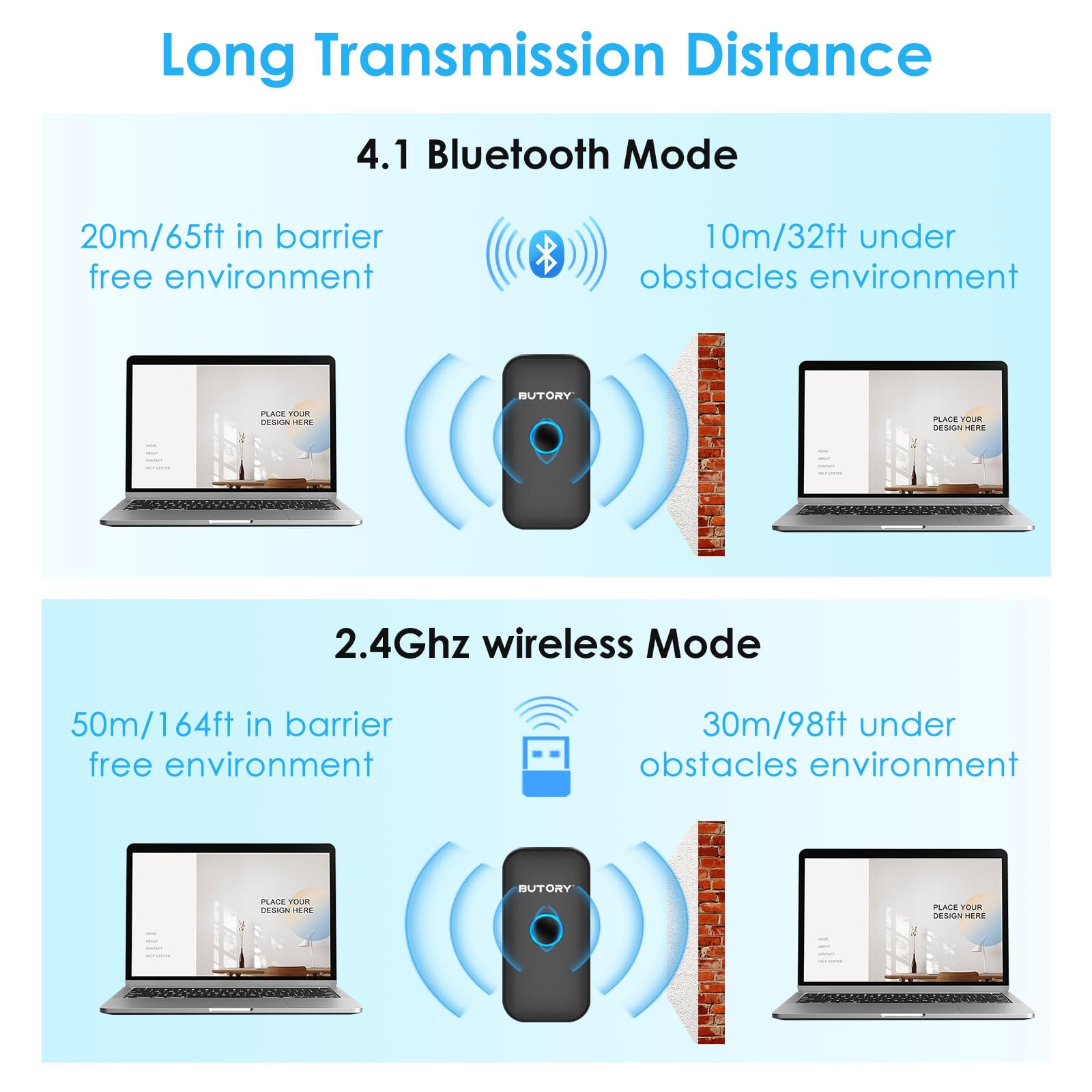 Snapklik.com : Butory Bluetooth Barcode Scanner Wireless