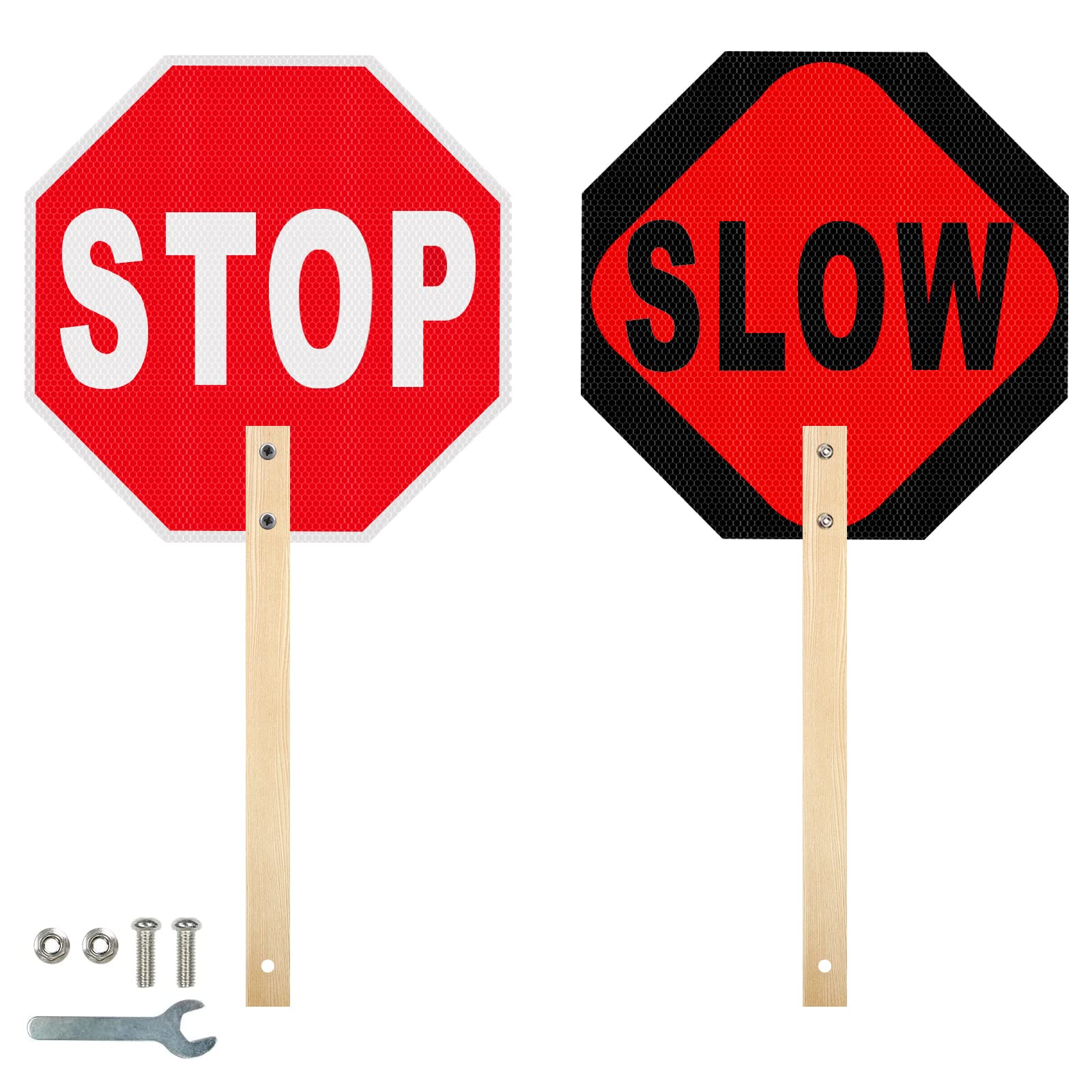 Amazon.com: Stop Slow Sign, Double Sided Street Slow Warning Reflective ...
