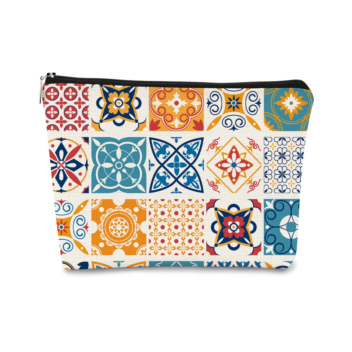 Amazon.com: BARPERY Retro Portuguese Talavera Tiles Makeup Bag,Mandala ...