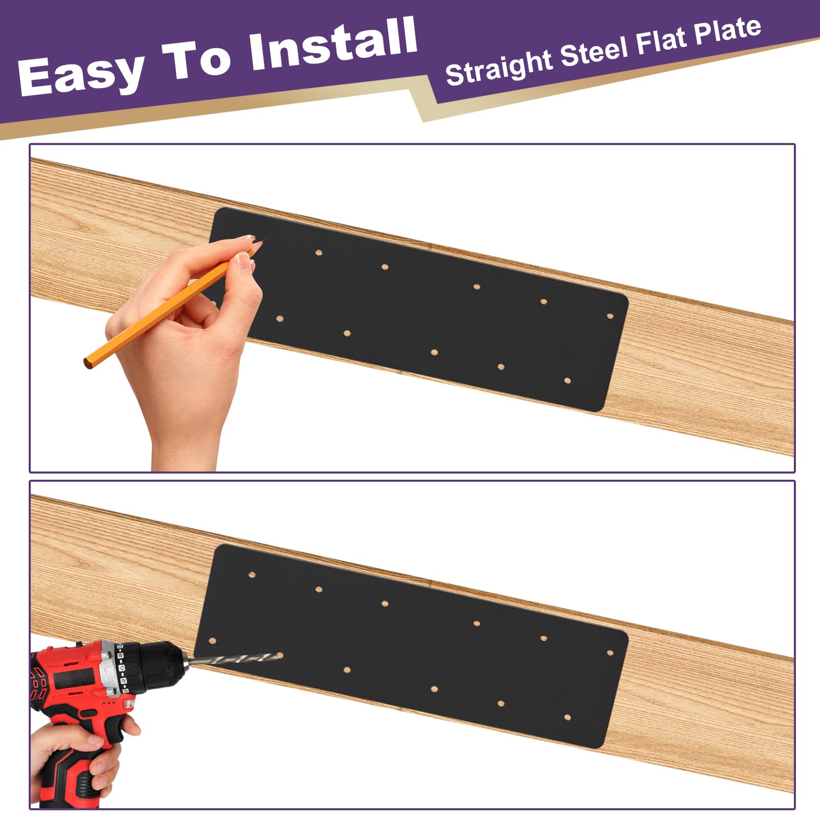 Snapklik.com : 4 Pcs 16"x5" Straight Steel Flat Plate, Heavy Duty ...