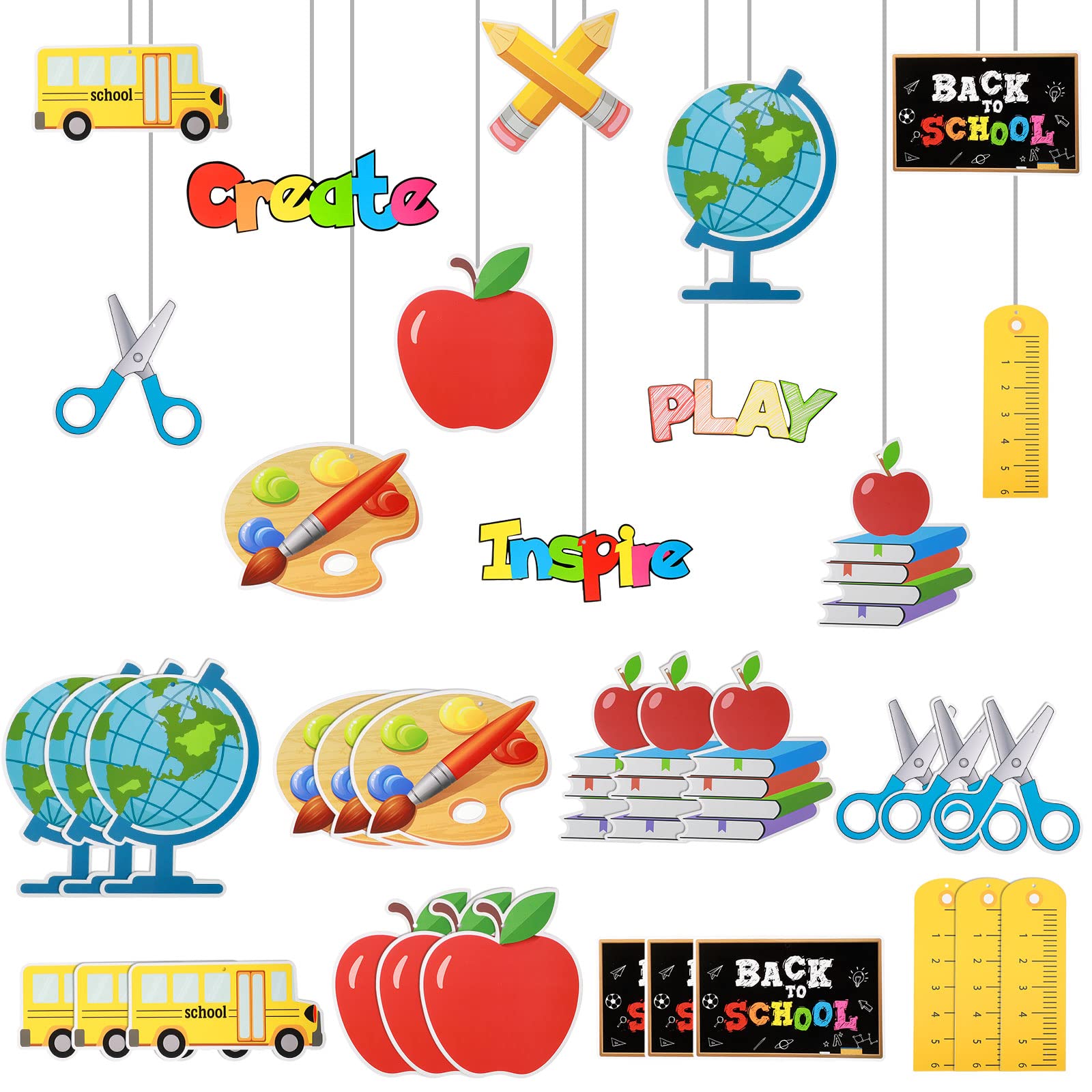 Buy 48 Pack Back to School Ornaments Cardboard Hanging Banner ...