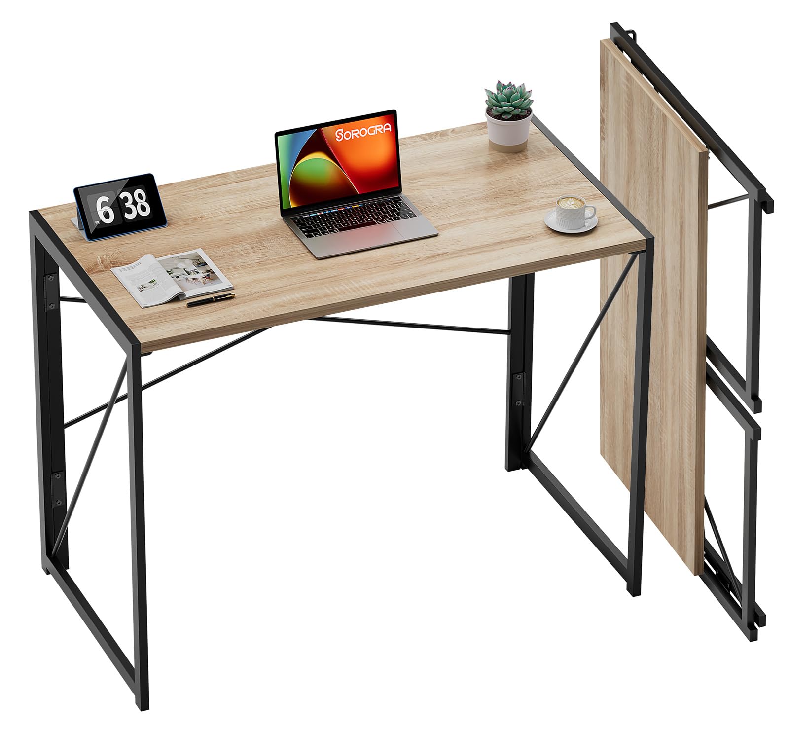 Amazon.com: Coavas Small Folding Desk No Assembly Required Foldable ...